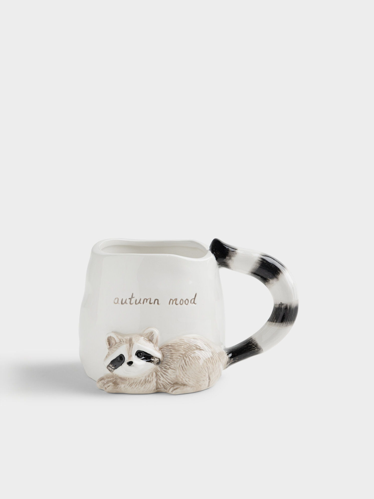 Кружка, 460 мл, керамика D, молочная, Енот, Raccoon