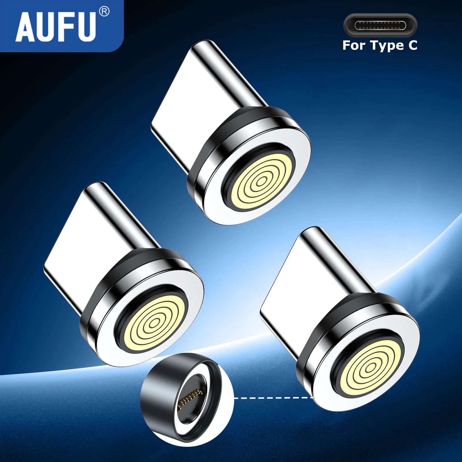Магнитный адаптер AUFU 9Pin Type-C на USB-C для быстрой зарядки, магнитный 3pcs Type-c No cable