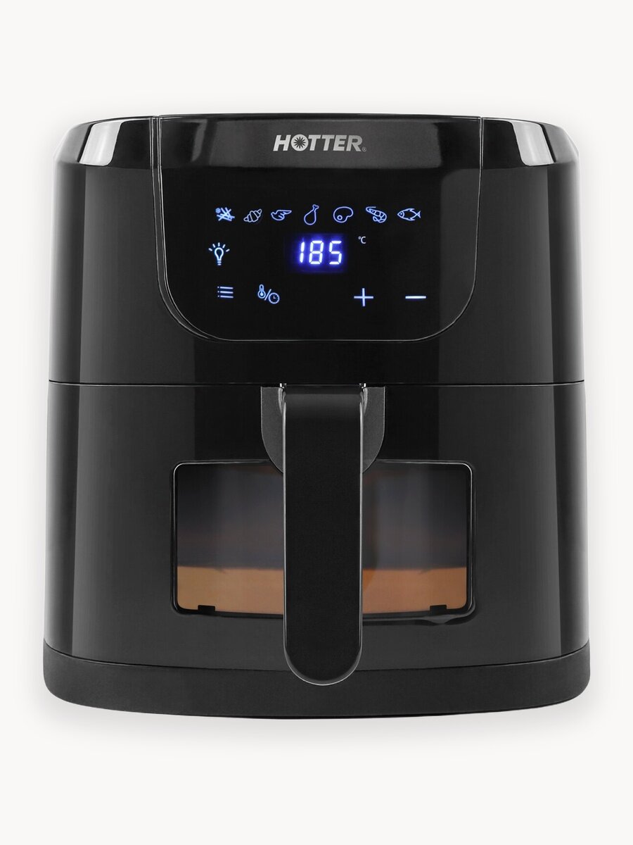 Аэрогриль HOTTER HX-588, объем 4.5л, 7 автопрограмм , регулировка времени и температуры, обзорное окно, черный