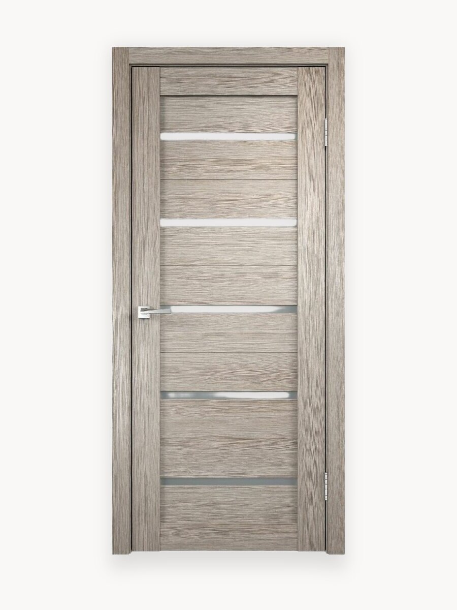 Дверь межкомнатная 600*2000, цвет Капучино, Комплект: полотно, коробочный брус, наличники; STANDART 1 стекло Мателюкс, Velldoris