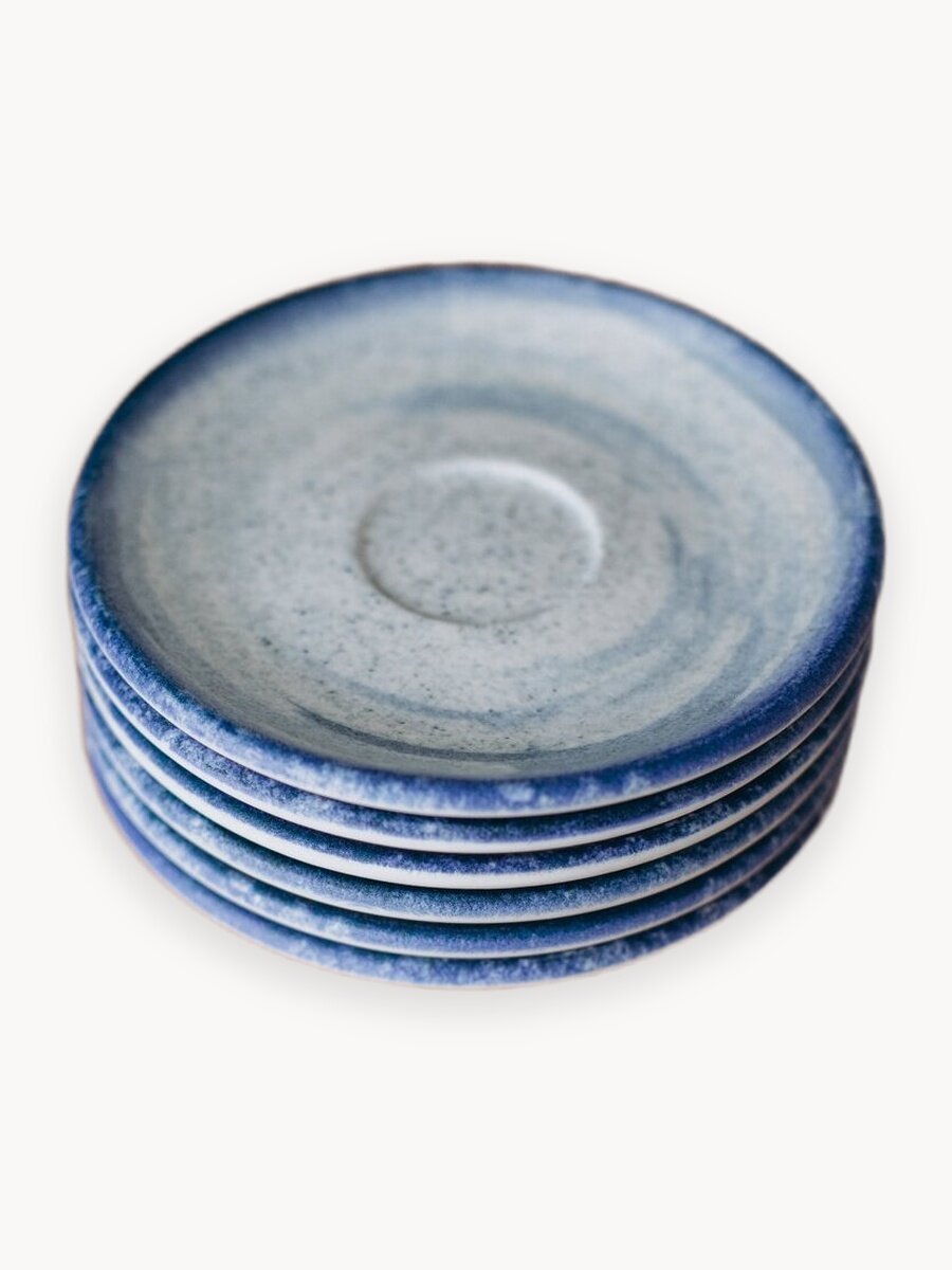 Набор блюдец 6 штук, серия Bonna Harena, диаметр 12 сантиметров, фарфор, цвет голубой, Bonna