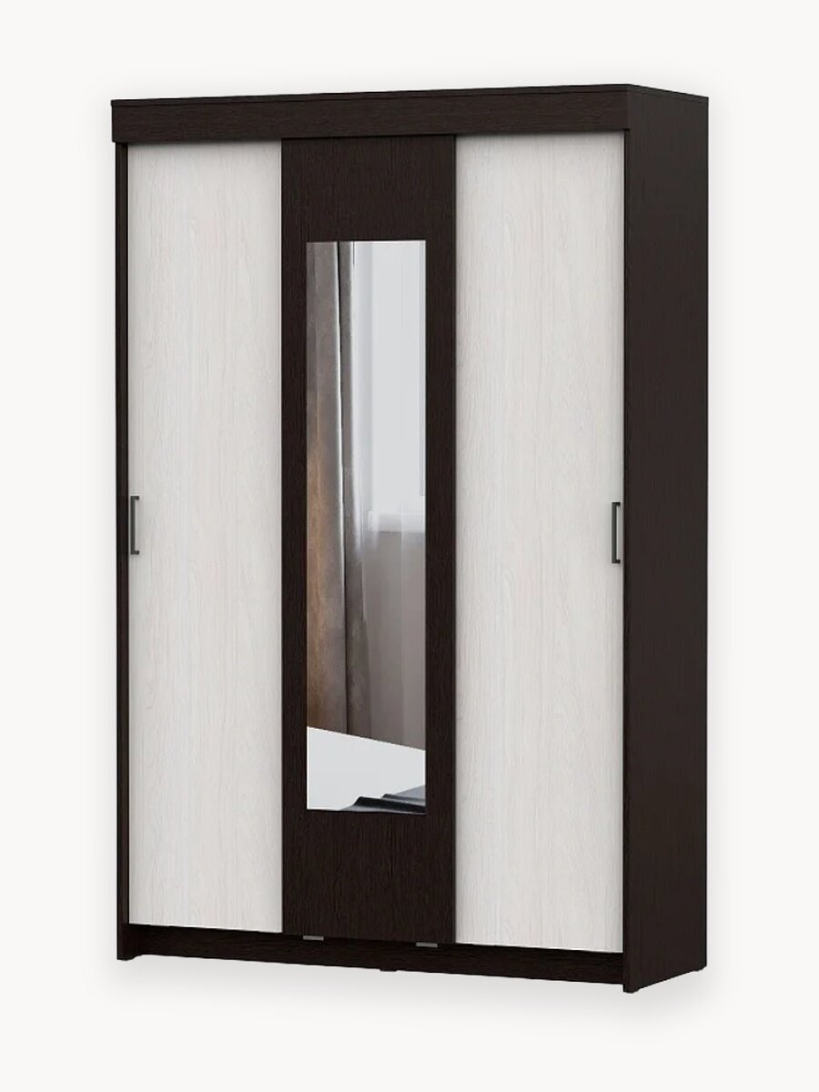 Шкаф-купе с зеркалом мршк 2 1300х2016х500, Дуб Венге/Ясень Анкор Светлый