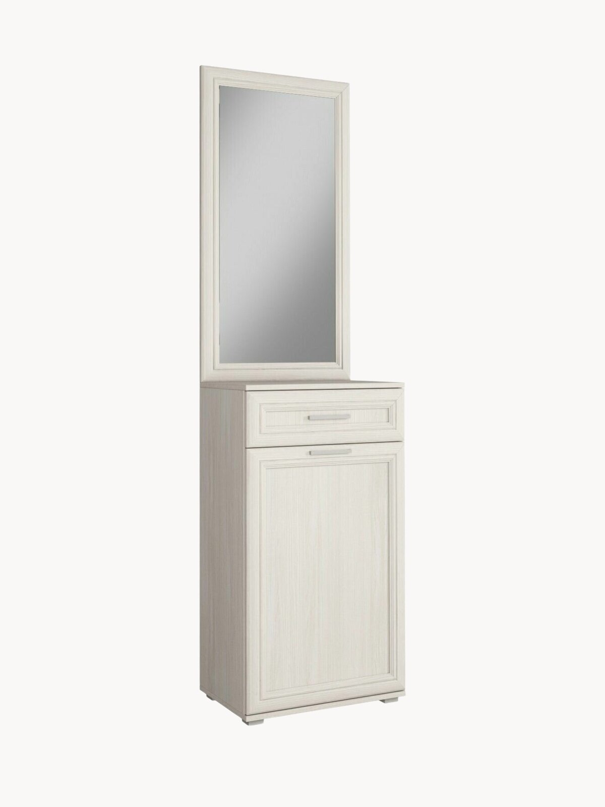 Джаз тумба с/з Анкор белый (мебель в узкий коридор, модульная с обувницей, с зеркалом, Астрид)