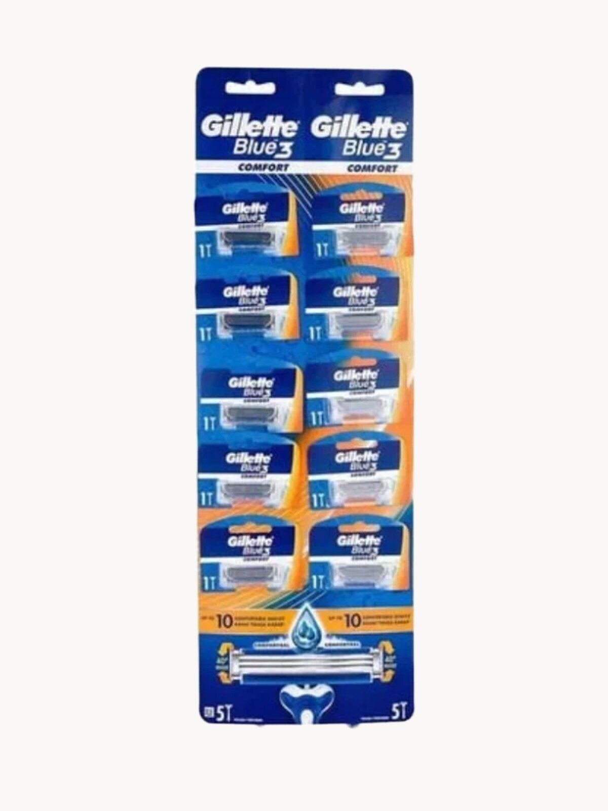 Набор бритв Gillette Blue3 Comfort, тройные лезвия, нескользящая резиновая ручка, 10шт