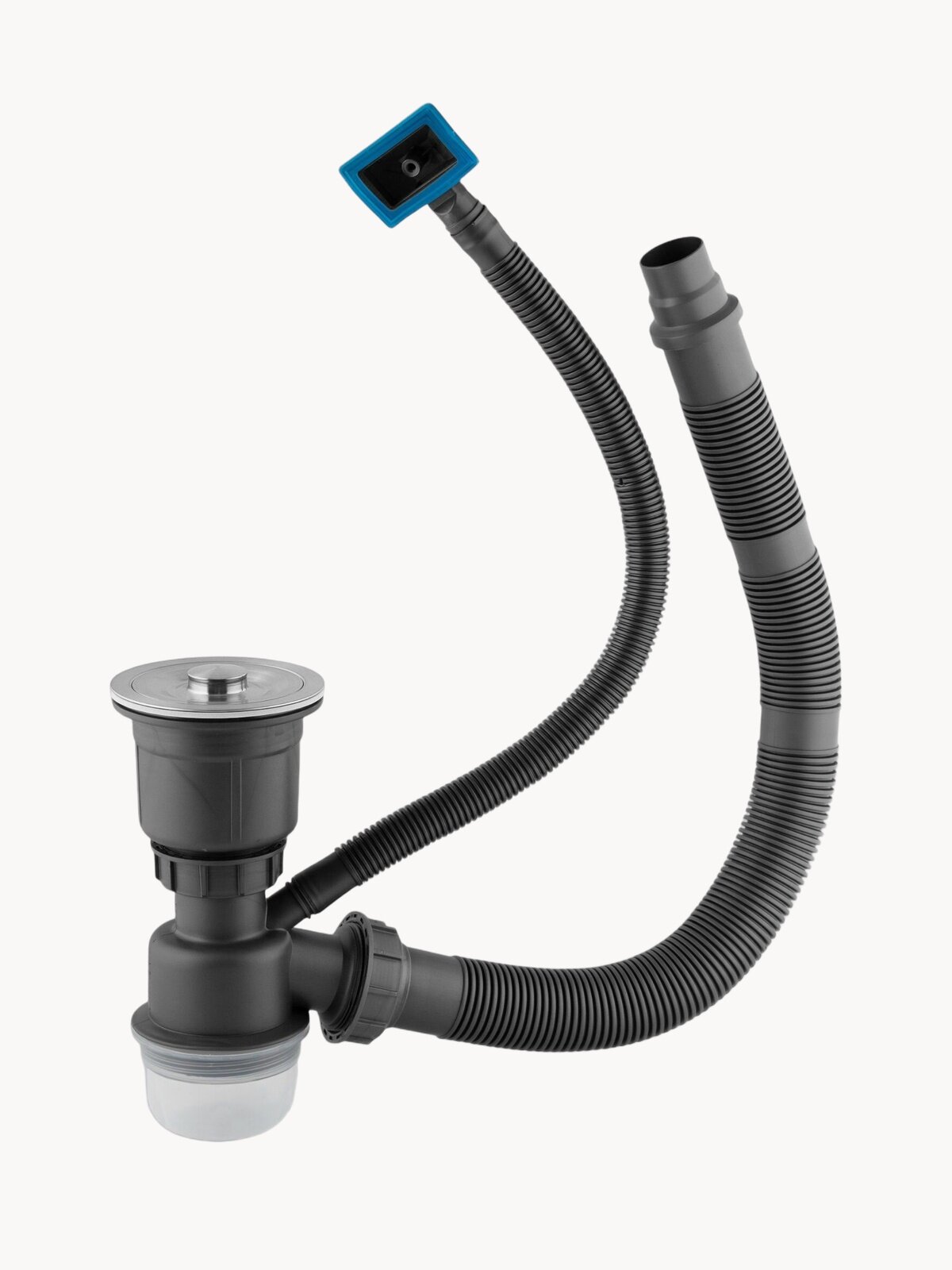 Сифон Oute TD1Н, для кухонной мойки, нержавеющая сталь, матовый, разборный, черный, 20 см