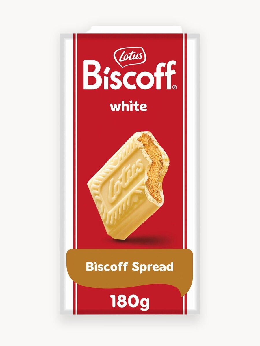 Шоколадная плитка Lotus Biscoff White Chocolate Spread 180 г/Шоколад лотус бискофф белый с печеньем 180 гр.