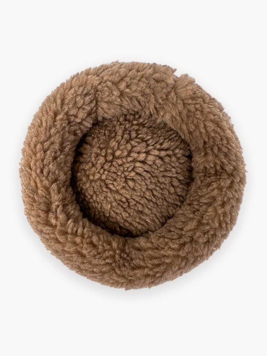 Круглая меховая лежанка 25х25 см для мелких грызунов в клетку, лежак для хомяка, морской свинки, шиншиллы бежевая