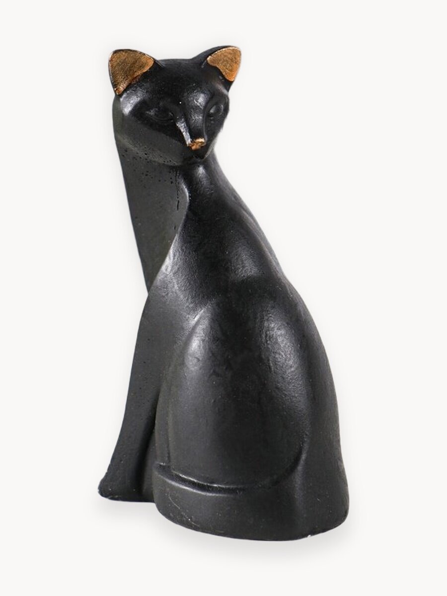Фигурка гипс «Кошка геометрия», 11×6 см, чёрный