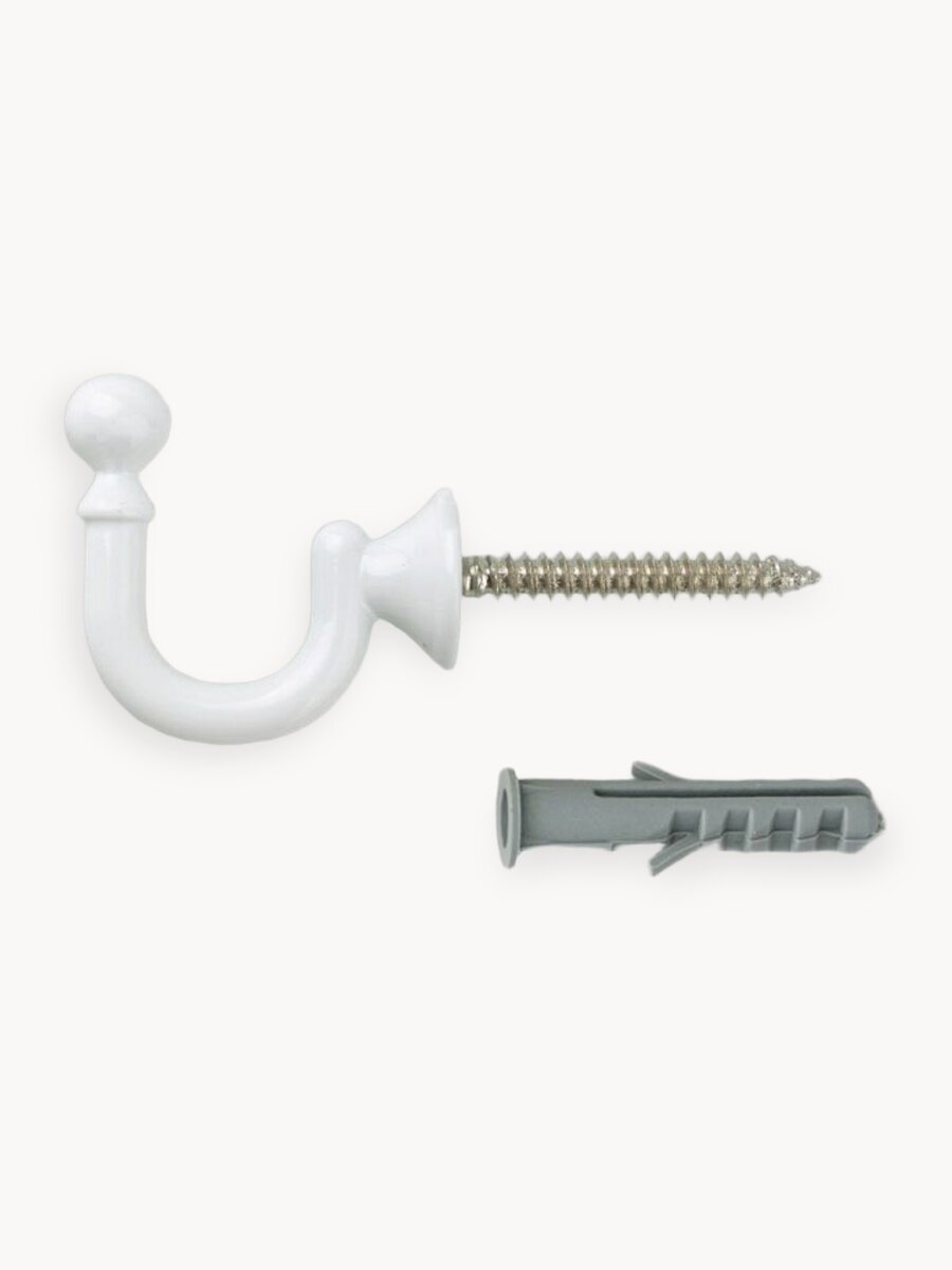 Крючок винтовой 30 мм OLEXDECO 1 шт. Белый глянец