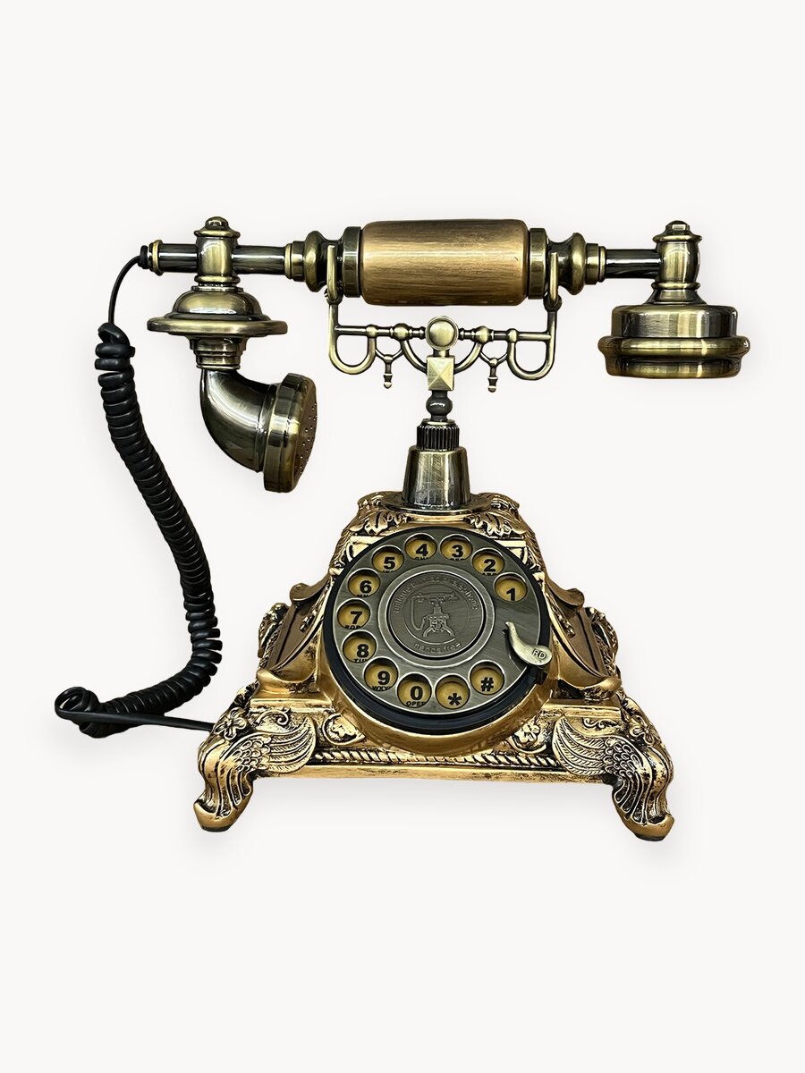 Ретро-телефон Vintel, золотистый, экологичный материал, трехмерный дизайн