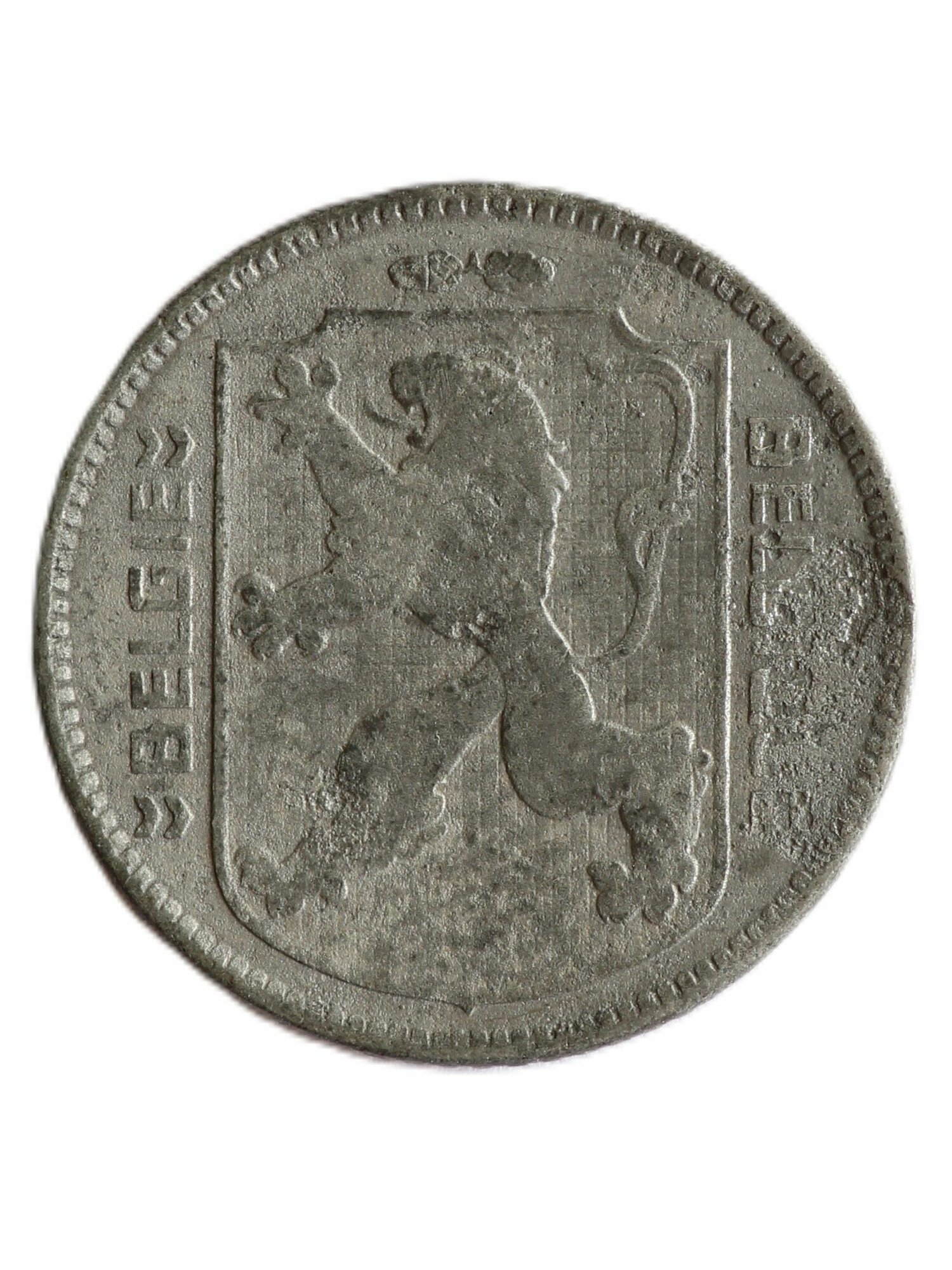 Подлинная монета 1 франк Бельгии 1942 года