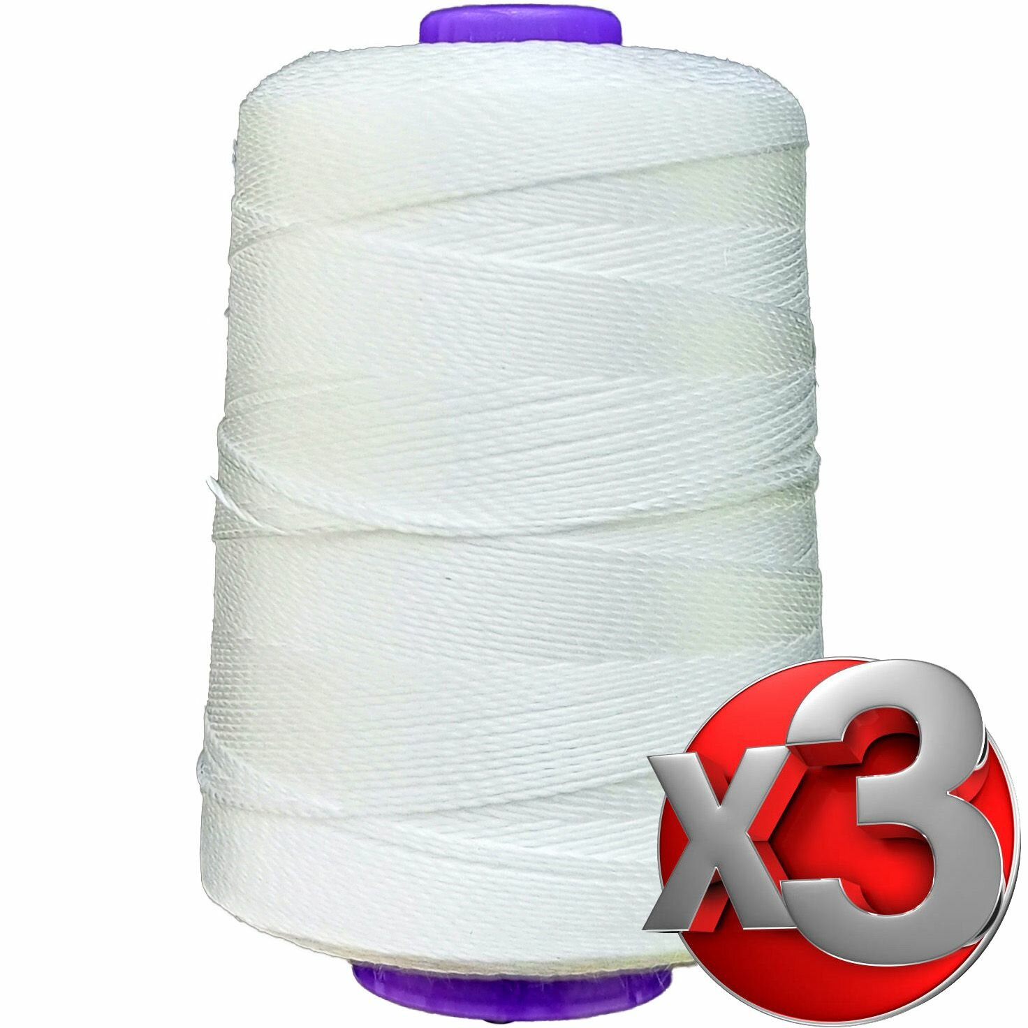 Кручёная полипропиленовая нить 790Дx2 белая 1000 м. (3 штуки)