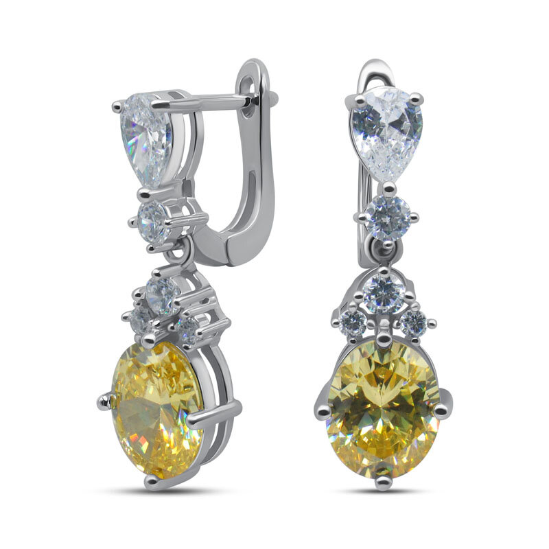 Серьги, серебро, 925 проба, фианит