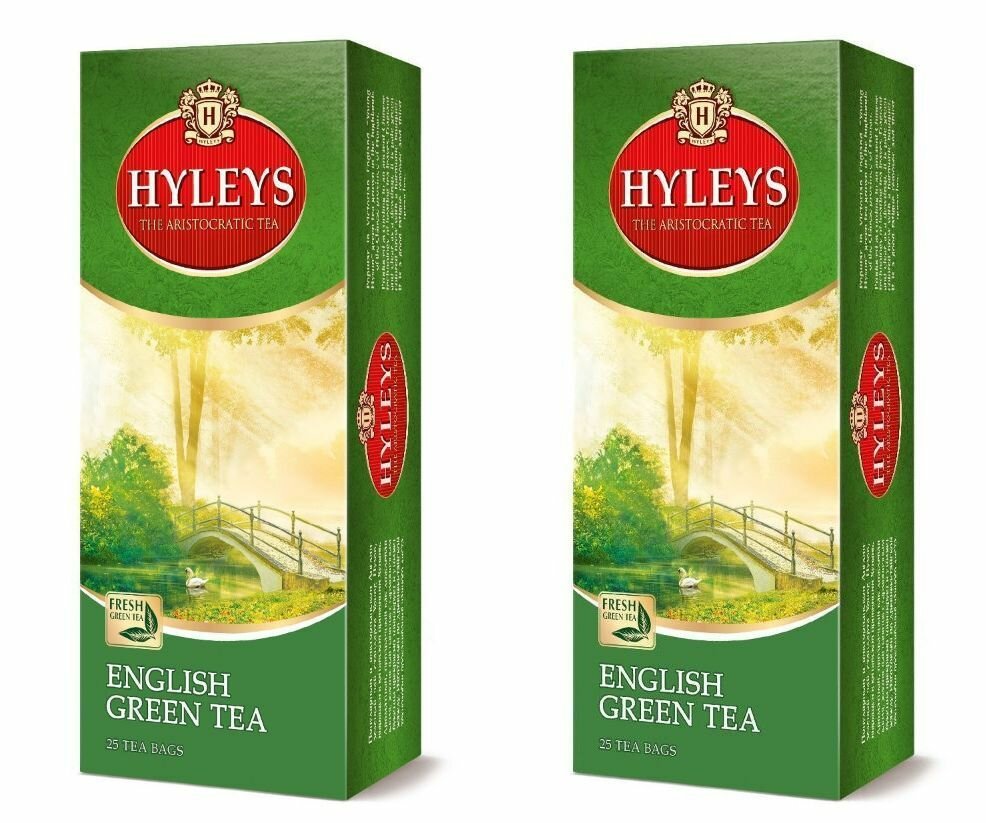 HYLEYS Чай Английский, зеленый, 25 пакетиков по 2 г, 2 уп