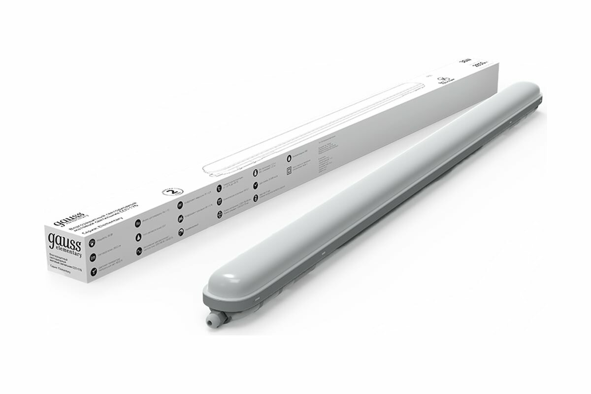 Gauss Светодиодный светильник ССП-176 IP65 1200х76х66 36W 2880lm 6500K матовый 864225336