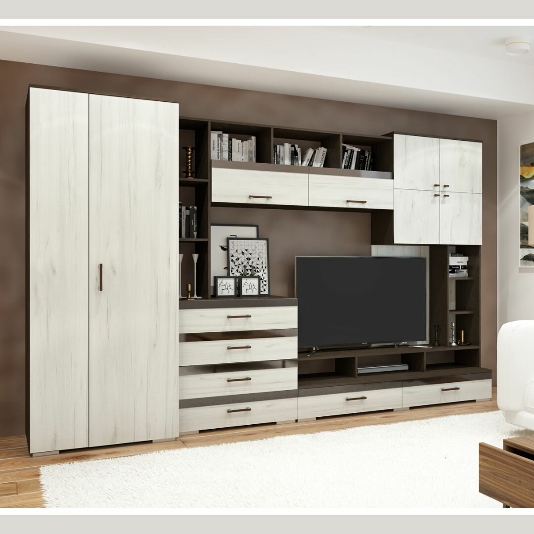 Стенка в гостиную ЛДСП Коста (Венге - Прованс)