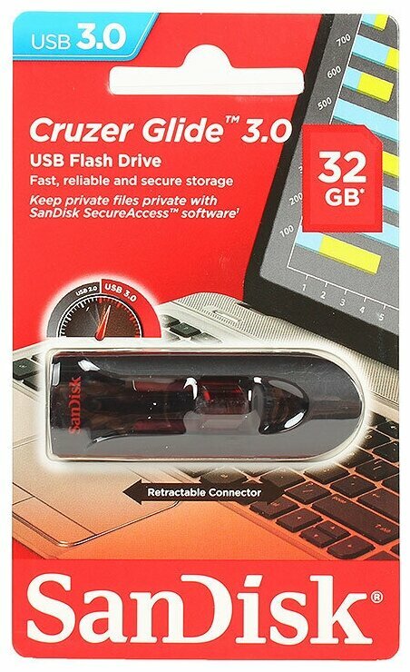 Флеш Диск Sandisk 32Gb Cruzer Glide SDCZ600-032G-G35 USB3.0 черный