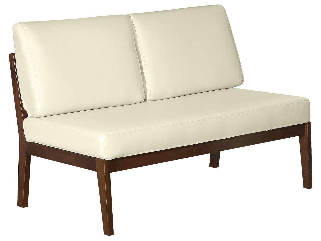 Диван-скамья Массив, 30x126x74 см, крем, массив дерева; Орех, Ткань.