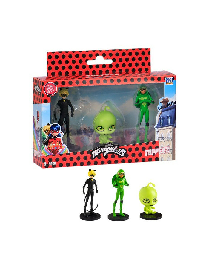 Набор фигурок Леди Баг и Супер-Кот: Вайзз, Суперкот, Карапас (MLB2021-D)