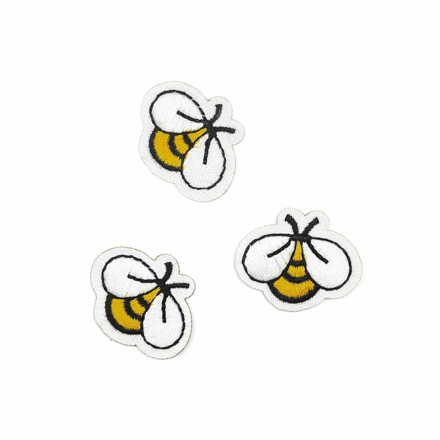 Нашивка Пчелка 3 штуки 30x25 мм, Термоклеевая заплатка на одежду, Термоаппликация