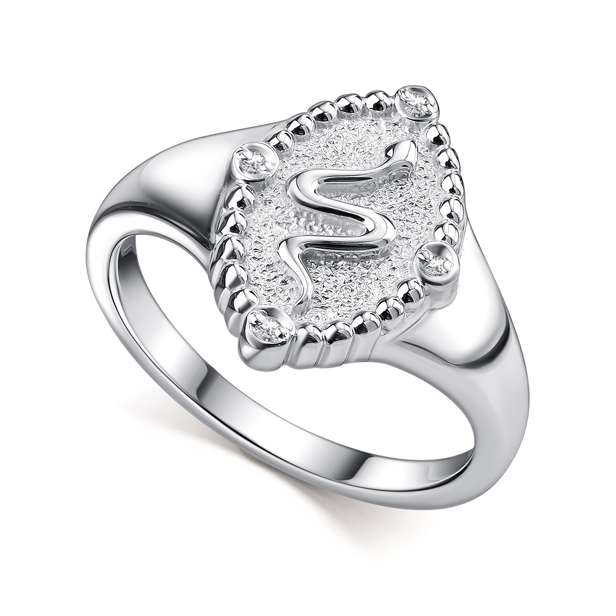 Кольцо, серебро, 925 проба, родирование, фианит