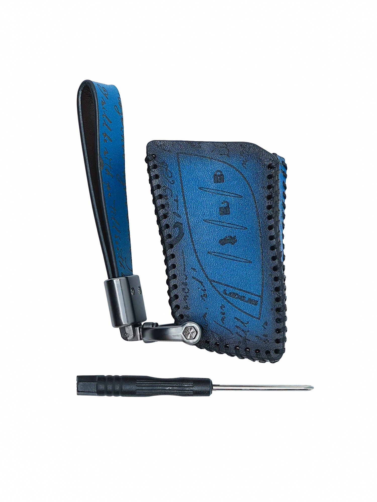 Чехол для автомобильного ключа Lexus (Лексус) Цвет Синий нить Черная