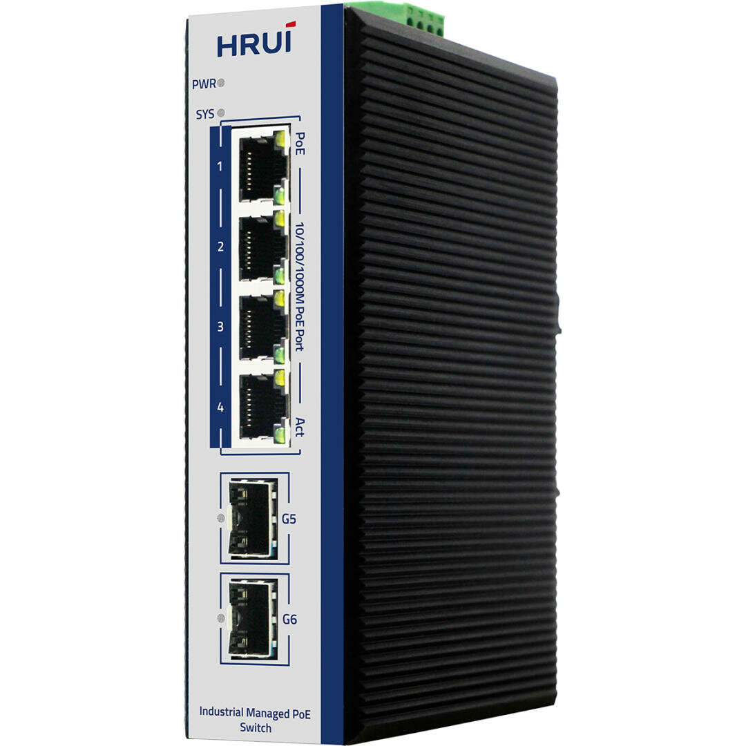 Управляемый промышленный коммутатор HRUI HR600-AFGM-42S 4GE+2SFP, 24Gbps, 30W на порт, IEEE802.3af/at