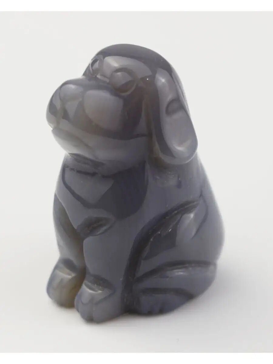 Собака Агат серый. Натуральный камень. Высота 4 см