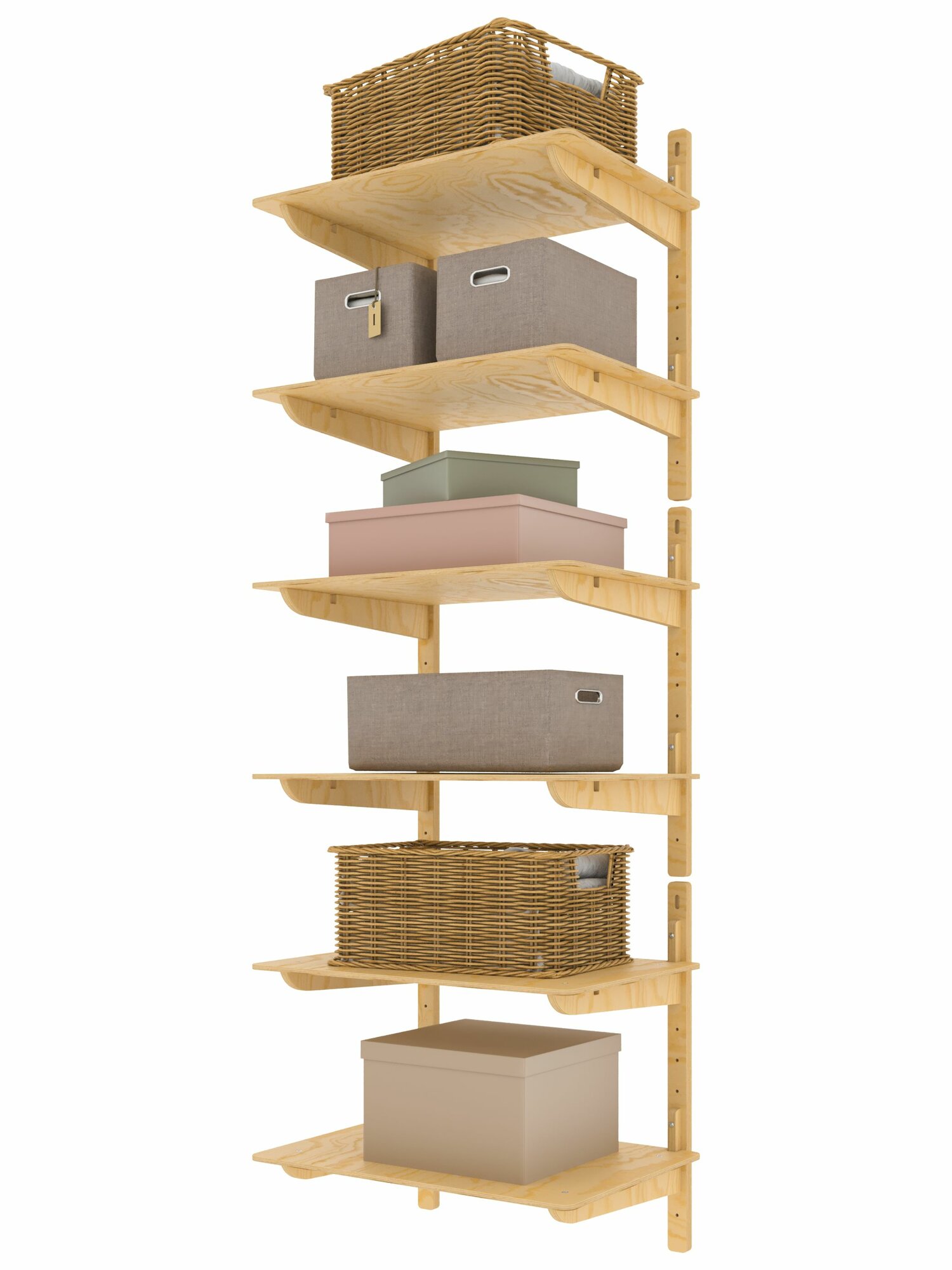 Настенный навесной деревянный стеллаж