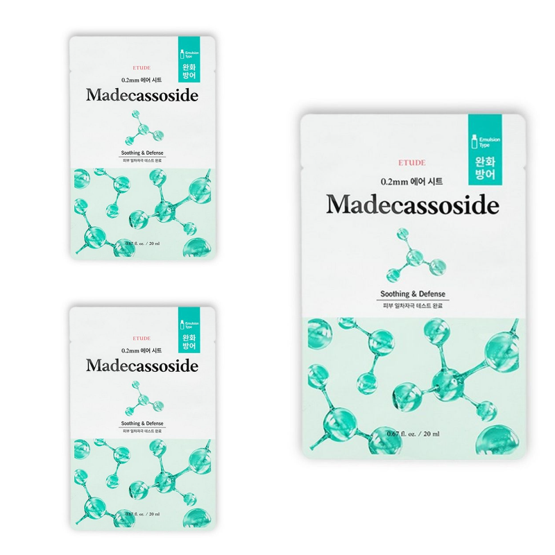 Тканевая маска для лица Etude с экстрактом мадекассосида, 20 мл, 3 шт.