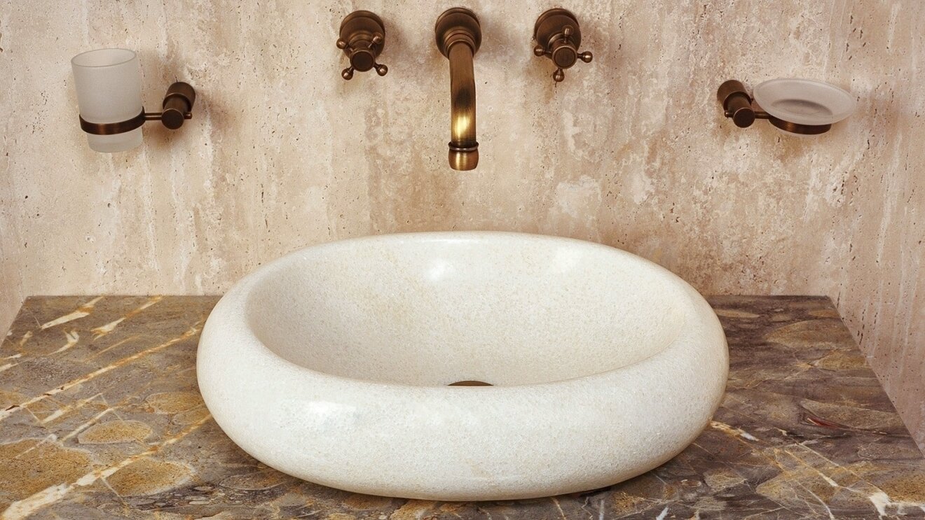 Накладная мойка из белого камня мрамора Distrito 014072111