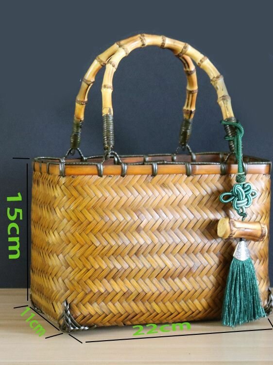Сумочка плетеная из бамбука "Модно-huang1", ручная работа, 1000 г