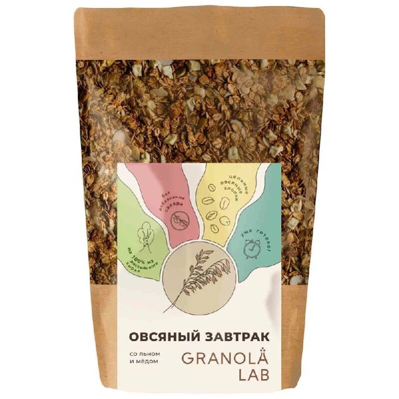 Мюсли GRANOLA.LAB Овсяный завтрак со льном и медом 330г