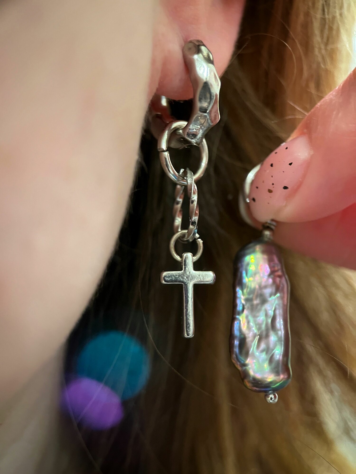 Серьги, жемчуг культивированный, металл