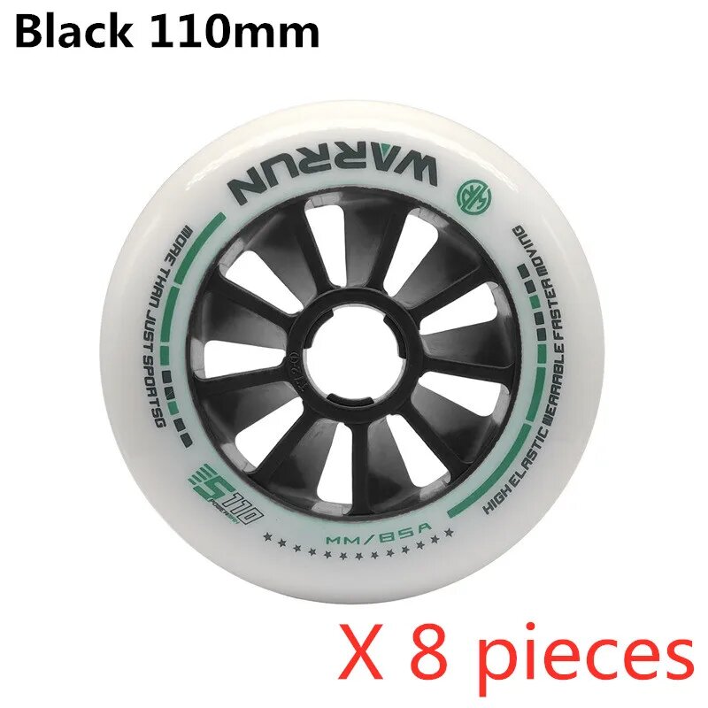 WARRUN колёса для роликовых коньков 85A чёрные/синие/красные Черный, 8 Black 110mm