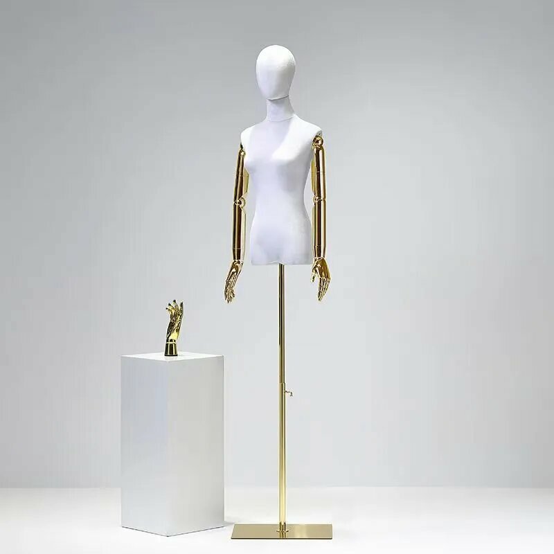 Манекен "Магазин одежды", унисекс, для больших размеров, биопластик, белый, золотой, 135-210см