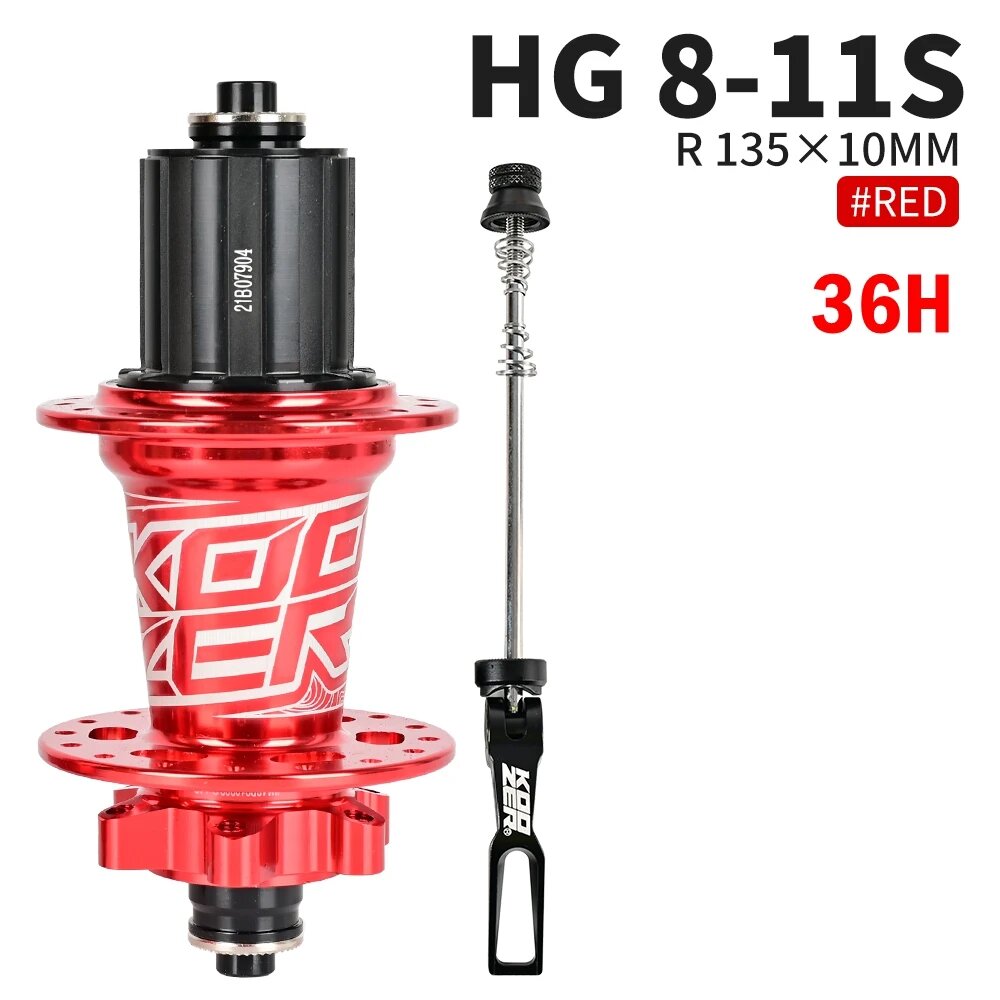 KOOZER XM490 Втулки заднего колеса 32 отверстия для горного велосипеда Красный, 36H 135x10MM Red