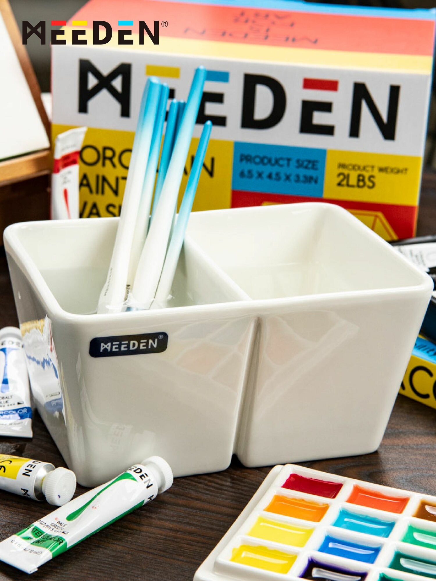 Керамическая палитра MEEDEN, двойная, фарфоровая, для красок, белая