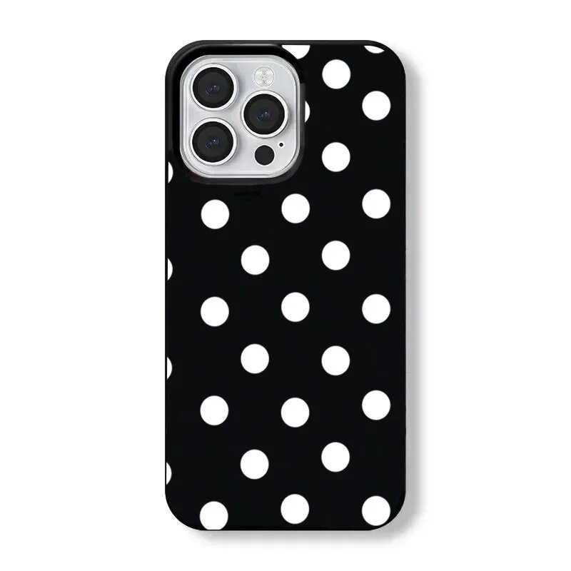 Черный чехол в горошек для iPhone 15 Pro
