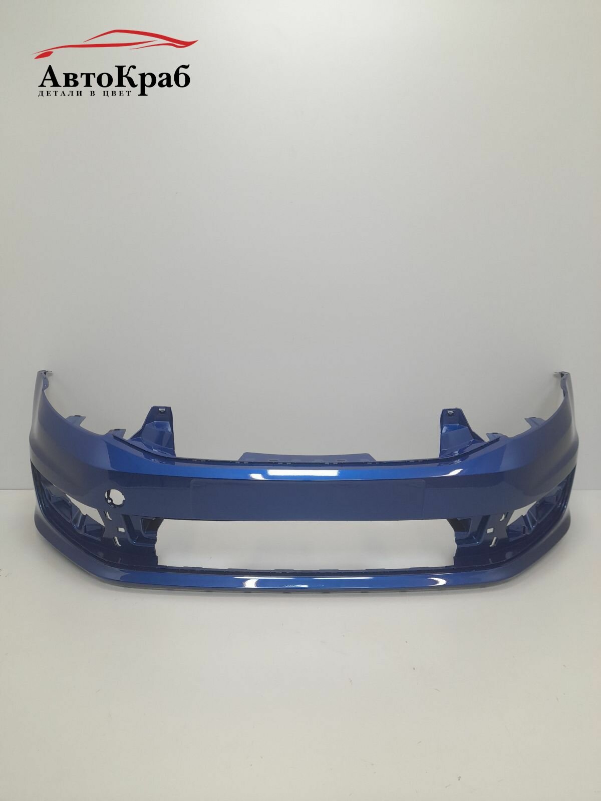Бампер передний в цвет для Фольксваген Поло рестайлинг 2015 - 2020 г. 0A B5K - синий