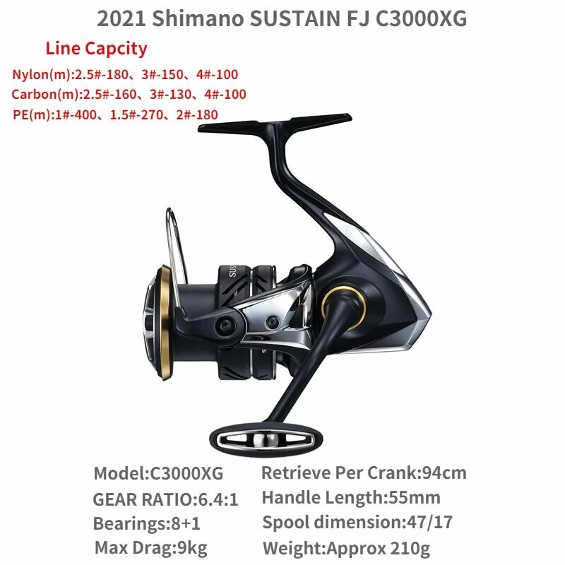 SHIMANO SUSTAIN FJ безынерционная катушка для спиннинга C3000XG