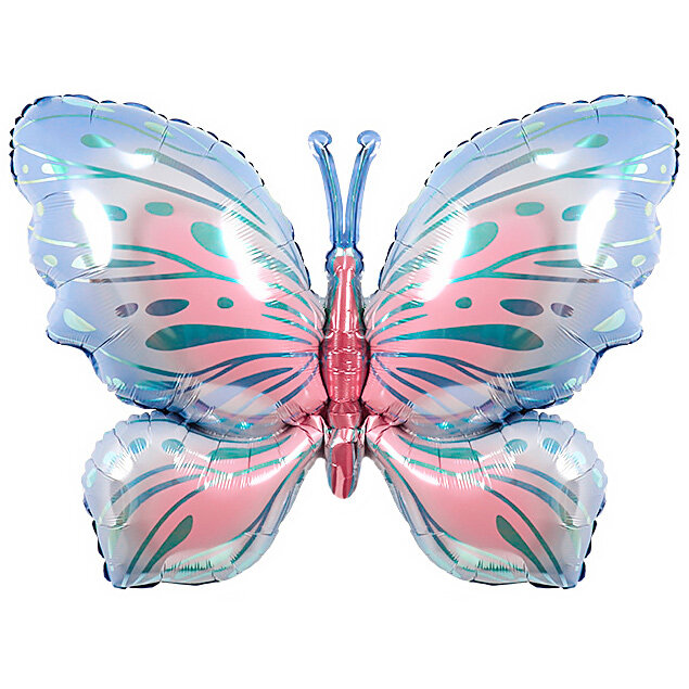 Воздушный шар из фольги. Фигура, Воздушная бабочка, Голубой/Розовый (34'/86 см, CHN)