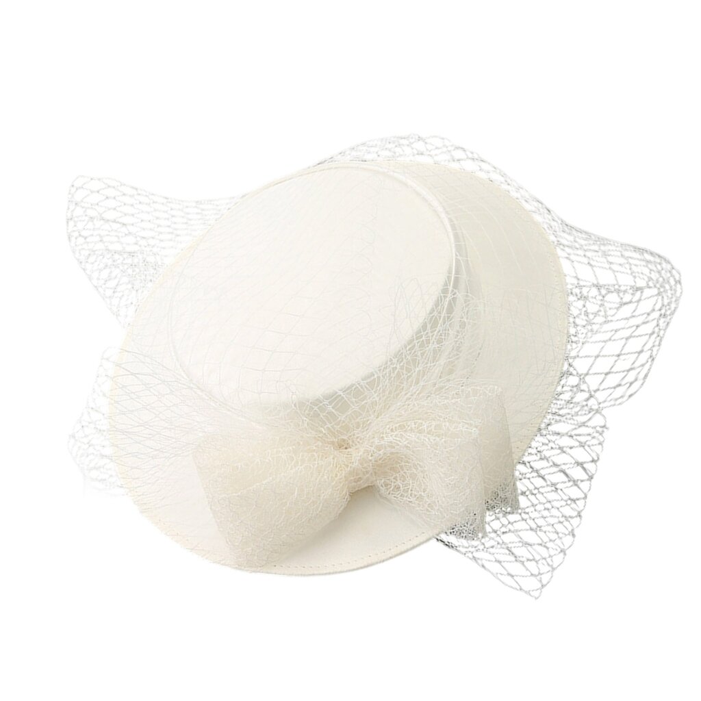 Цилиндр с сетчатым бантом-белый
