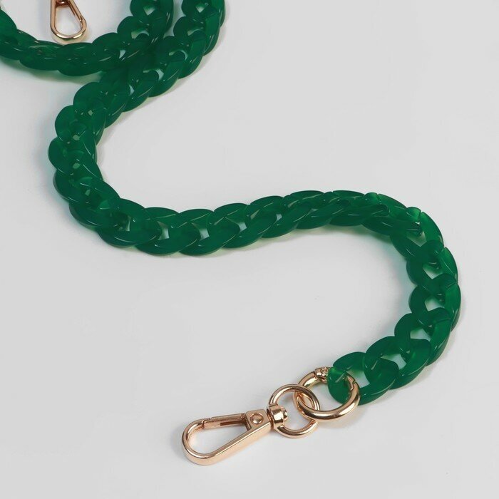 Цепочка для сумки, пластиковая, с карабинами, 23 × 17 мм, 68 см, цвет малахитовый, 7608535