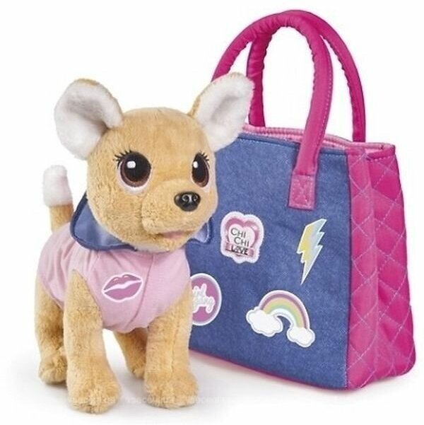 Simba Chi Chi love Плюшевая собачка Чихуахуа Городская мода с сумочкой и стикерам, 20 см арт.5893244