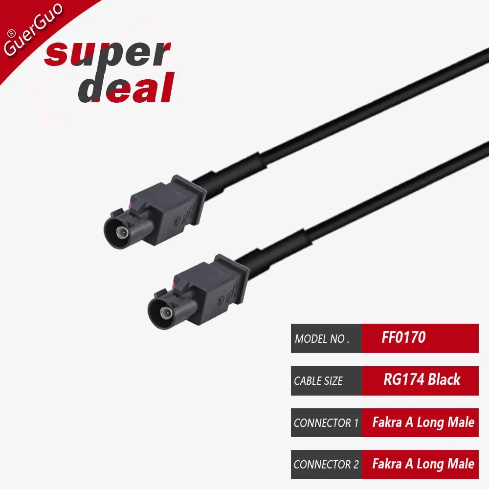 GuerGuo Fakra RG174 Коаксиальный кабель 30CM, Fakra A LM to A LM