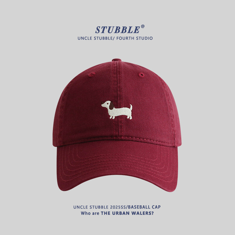 Бейсболка нового стиля 2025 года, универсальная кепка в корейском стиле с вышивкой в виде щенка, мягкая кепка-утконос с большой окружностью головы, маленькая шляпа от солнца