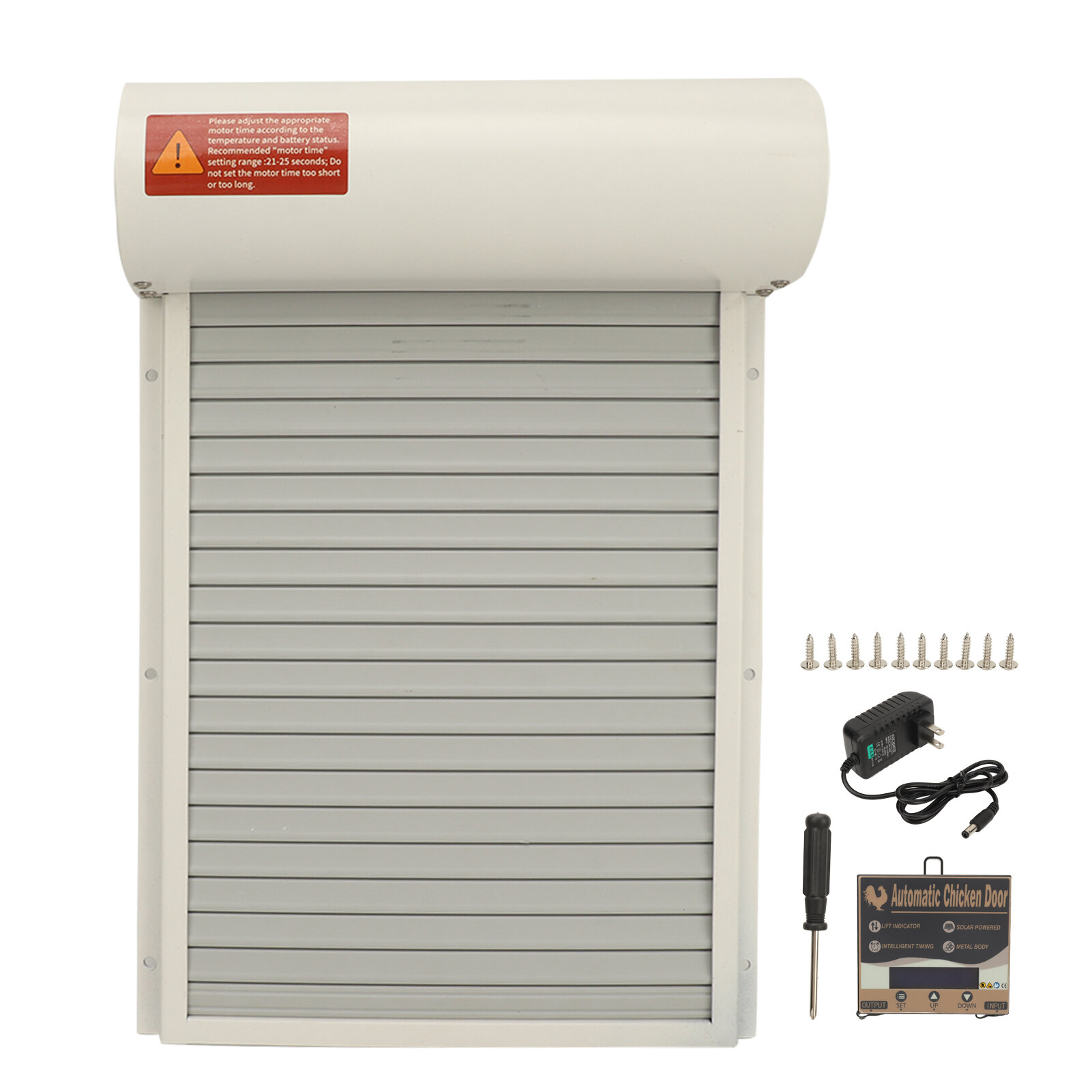 Режим синхронизации двери курятника Ручной режим От 100 В до 240 В Прочный контроллер светодиодного дисплея Автоматическая дверь куриного домика для уток, гусей, белая вилка США