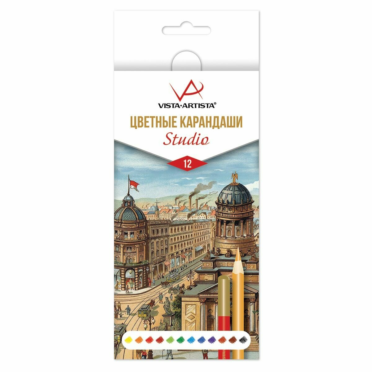 VISTA-ARTISTA Studio карандаши цветные для рисования, набор 12 цветов VACPS-12