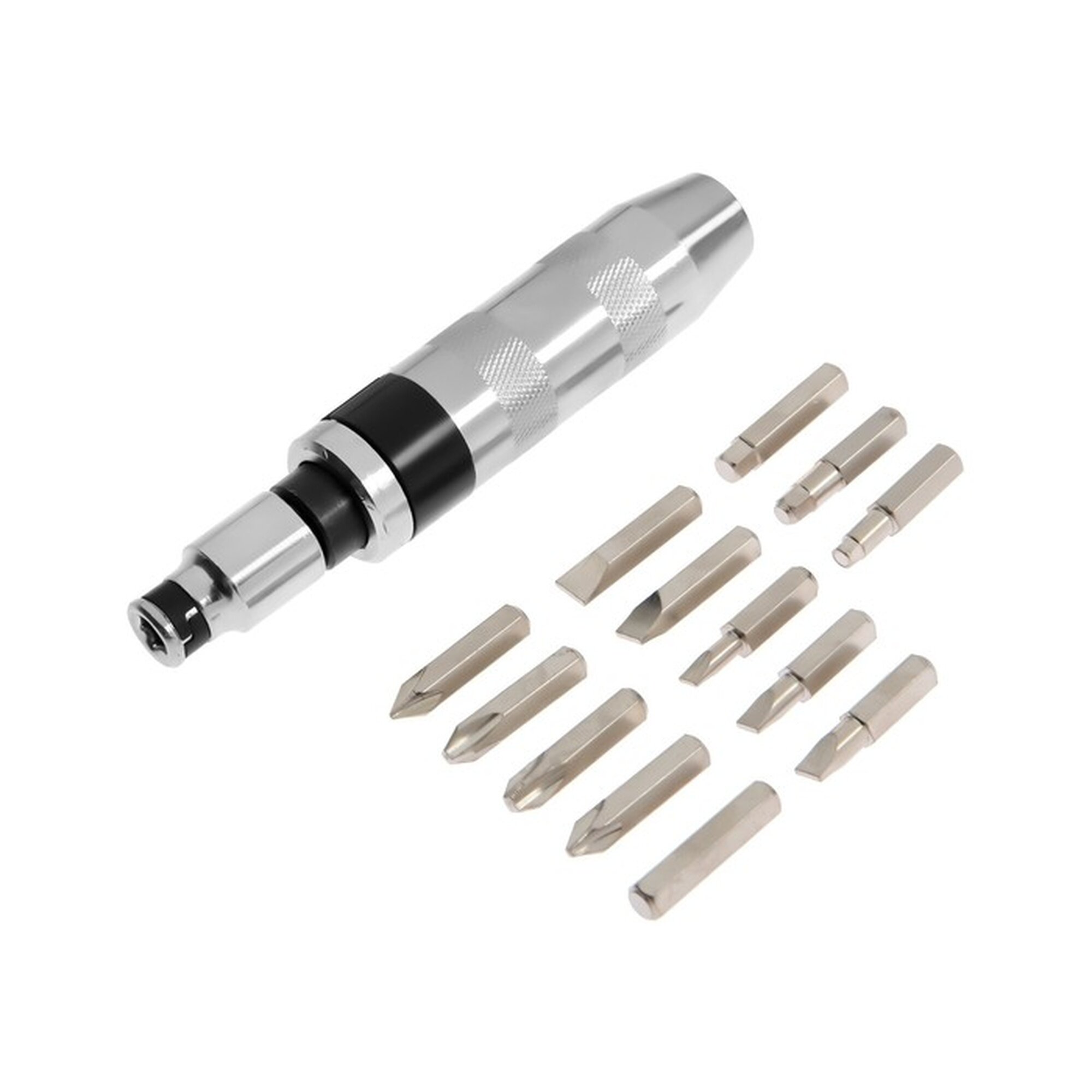 Отвертка ударно-поворотная тундра 1/2", с битами 13 шт, реверс, метал. рукоятка, кейс